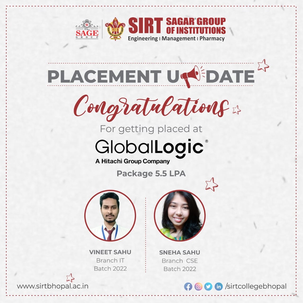 Placement Gallery | Sagar Institute of Research & Technology (SIRT)